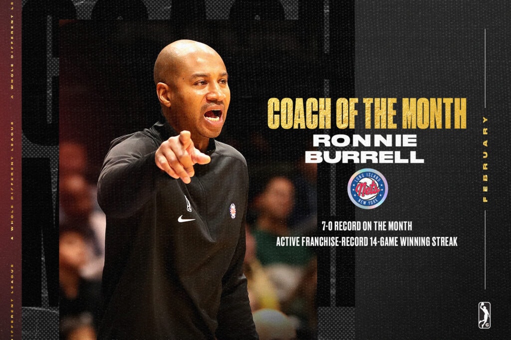 Ronnie Burrell Named NBA G League Coach Of The Month - The NBA G League